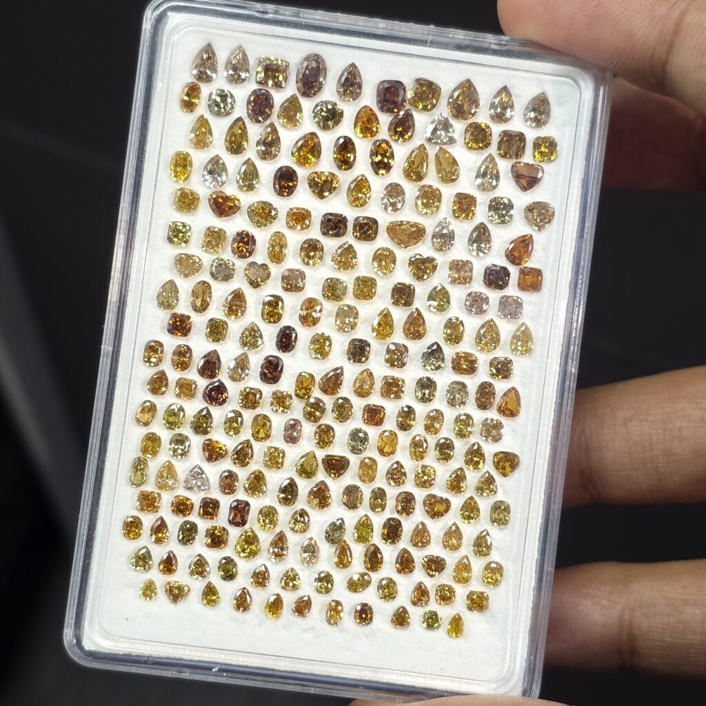 (H37) Natural Fancy Orange Brown Color SI2 Clarity mix Shapes Diamonds ...